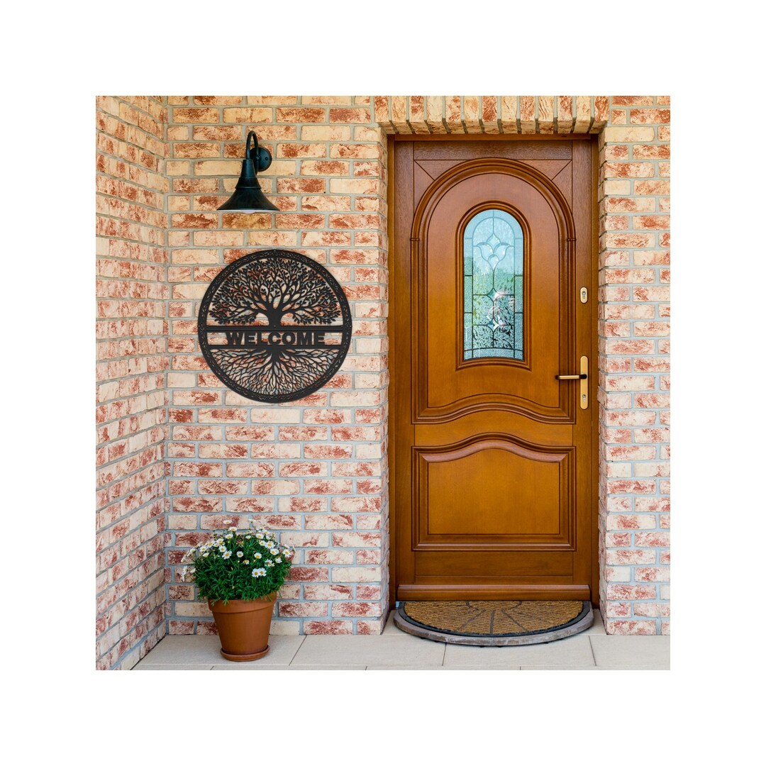 Welcome Tree of Life Steel Indoor Outdoor Sign. Wall Art Housewarming ...