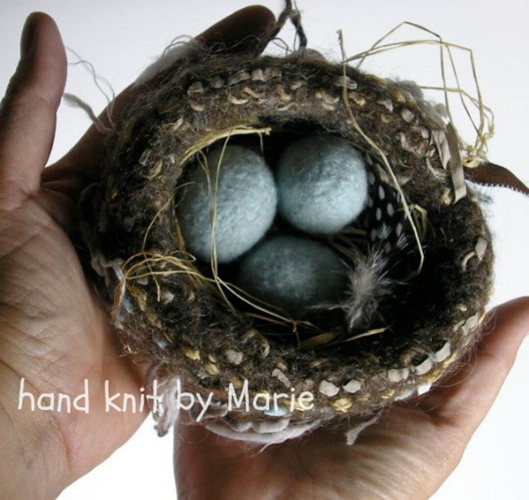 Hand-knitted Wool Bird Nest With Felted Eggs: Empty Nester Gift - Etsy