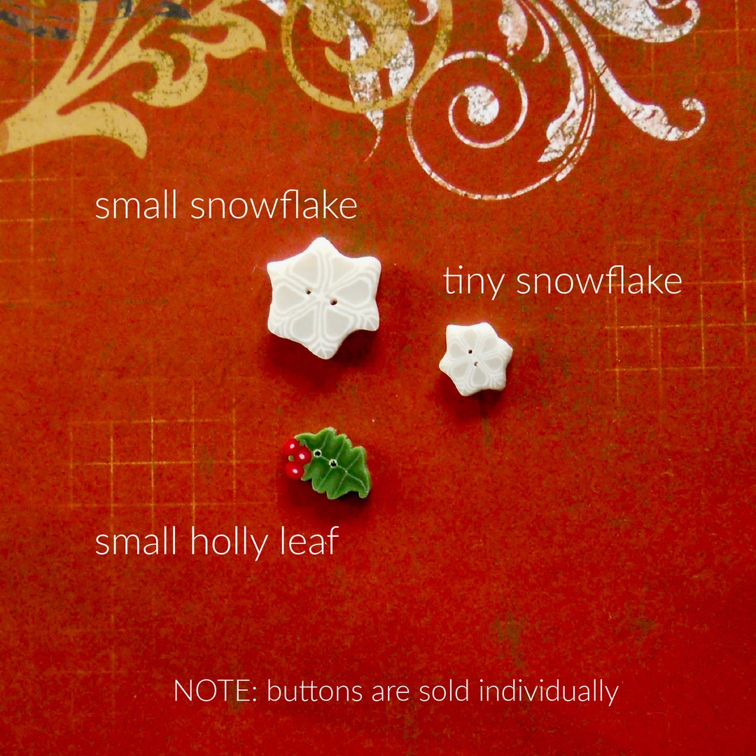 SNOWFLAKE & HOLLY BUTTONS, Just Another Button Company, Clay Snowflake ...
