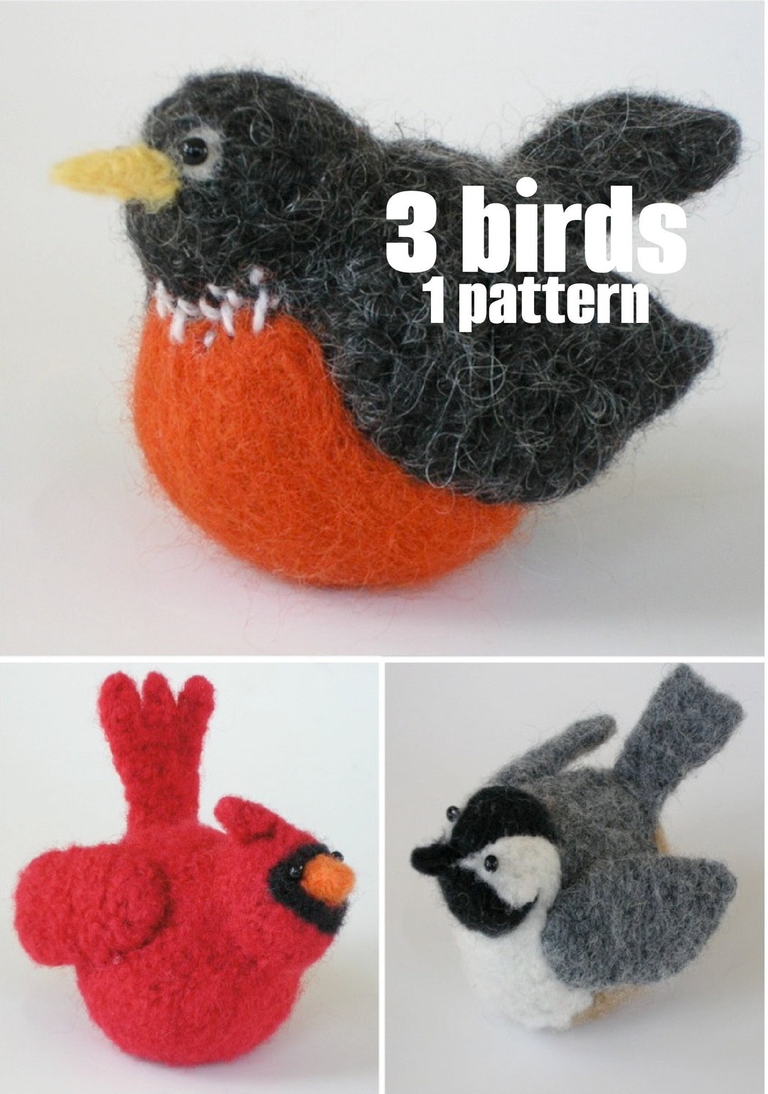 PDF-PATTERN. A Knit & Felt Wool Birds Downloadable PDF Pattern - Etsy
