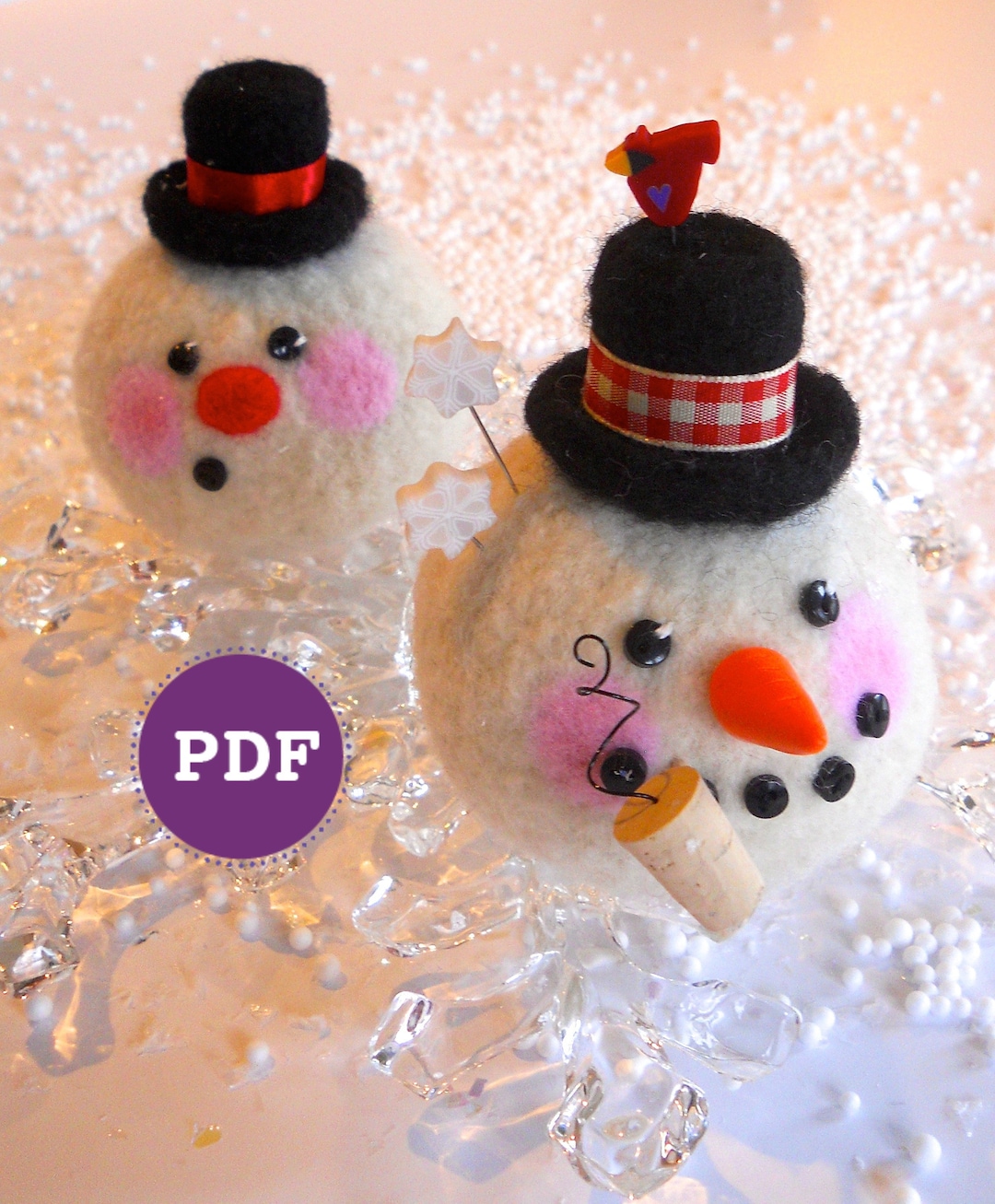 NEW! PDF-PATTERN, Roly-poly Snowman Pincushion Design, Wool Snowman ...