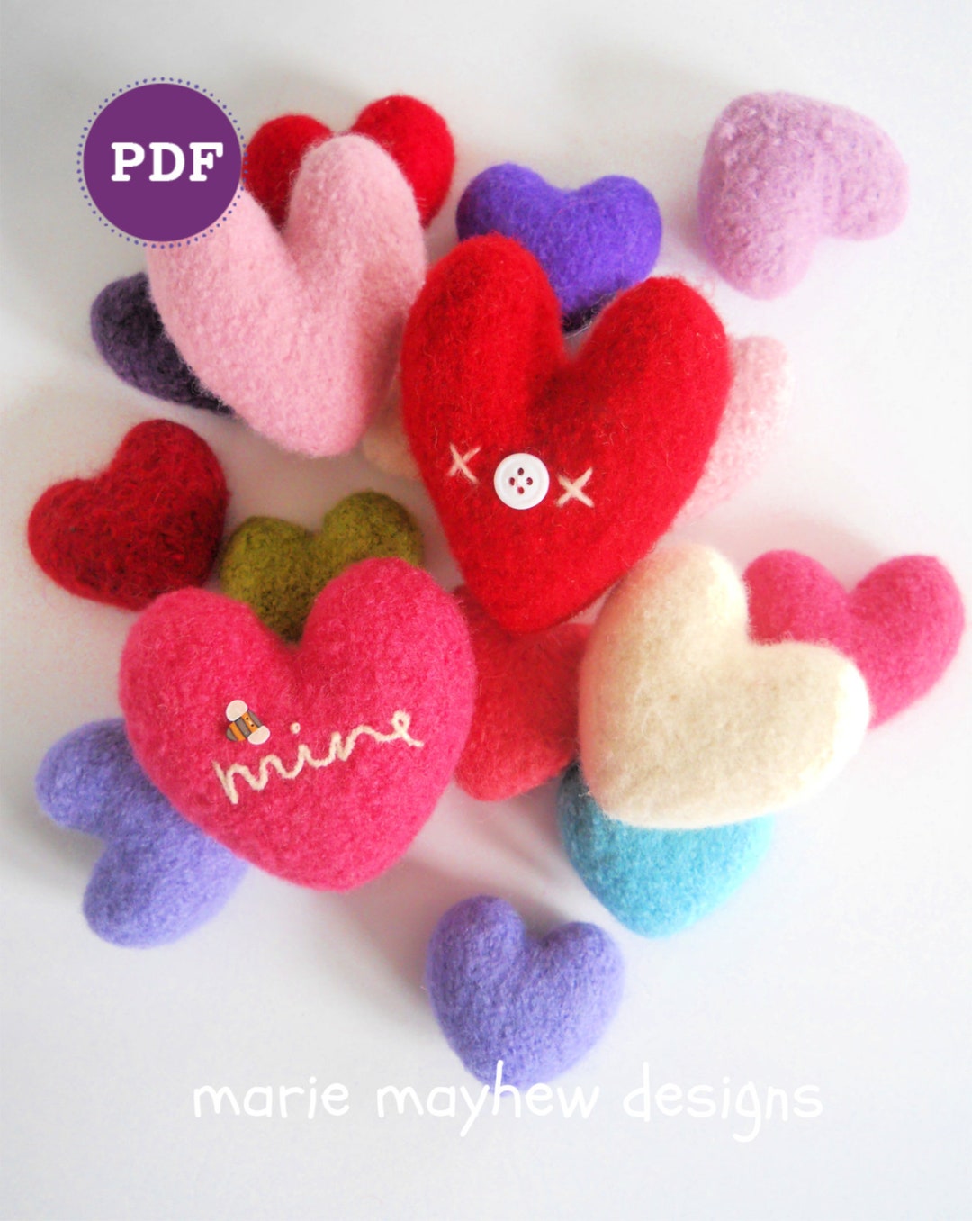 Knit Felted Wool Hearts Pattern: Sweet Valentine Pin Cushion (PDF ...
