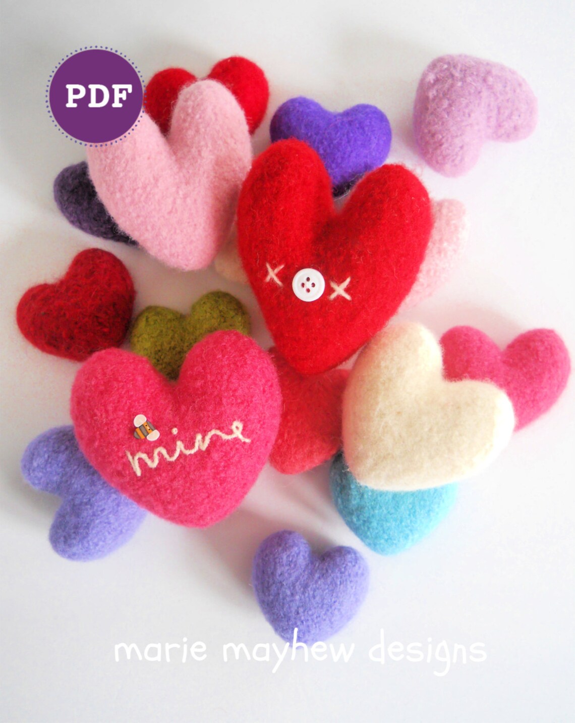 PDF-PATTERN. A Knit & Felt Wool Sweet Hearts Pattern. Great - Etsy