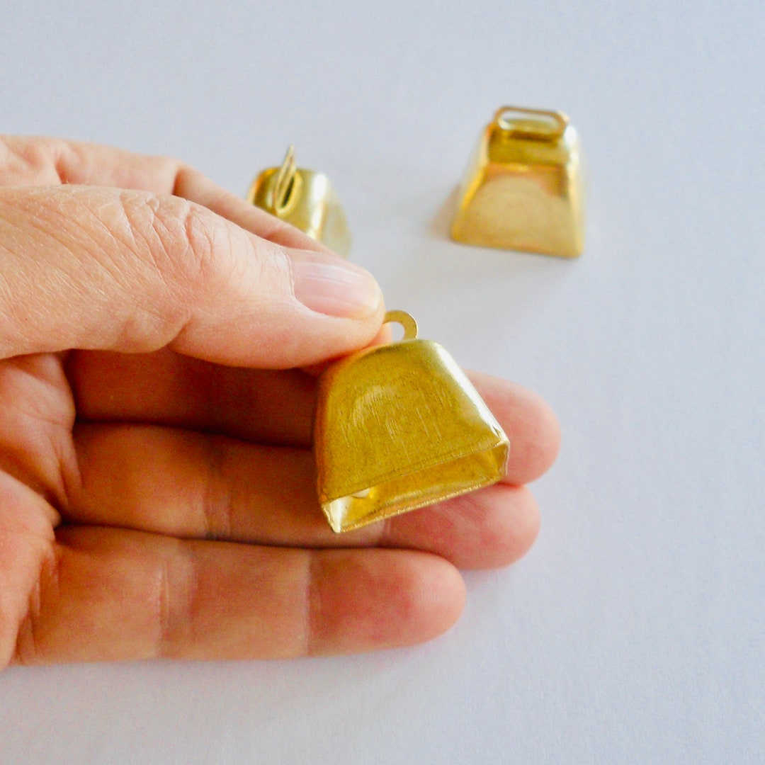 Small Brushed Metal Cow Bells - Gold and Silver Kissing Bells - Set of ...