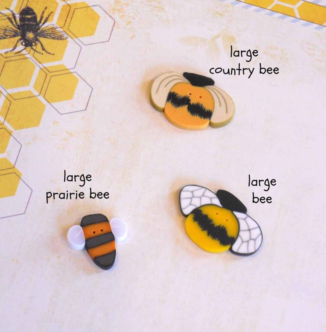 Large Clay Bee Buttons: Country, Prairie, Standard - 1.5 Inch - Etsy