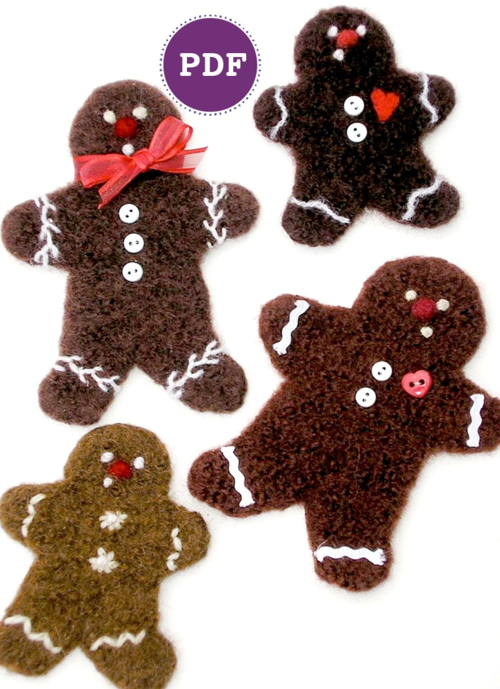 PDF-PATTERN. A Knit & Felt Wool Gingerbread Cookie Downloadable PDF ...