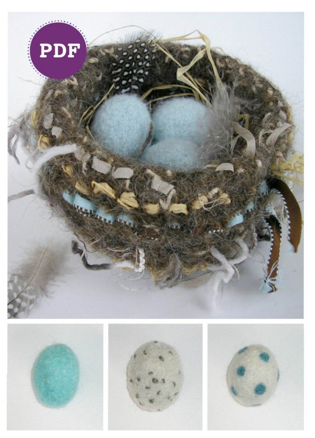 BIRD'S NEST Pattern by Marie Mayhew, How to Knit a Nest With Eggs ...