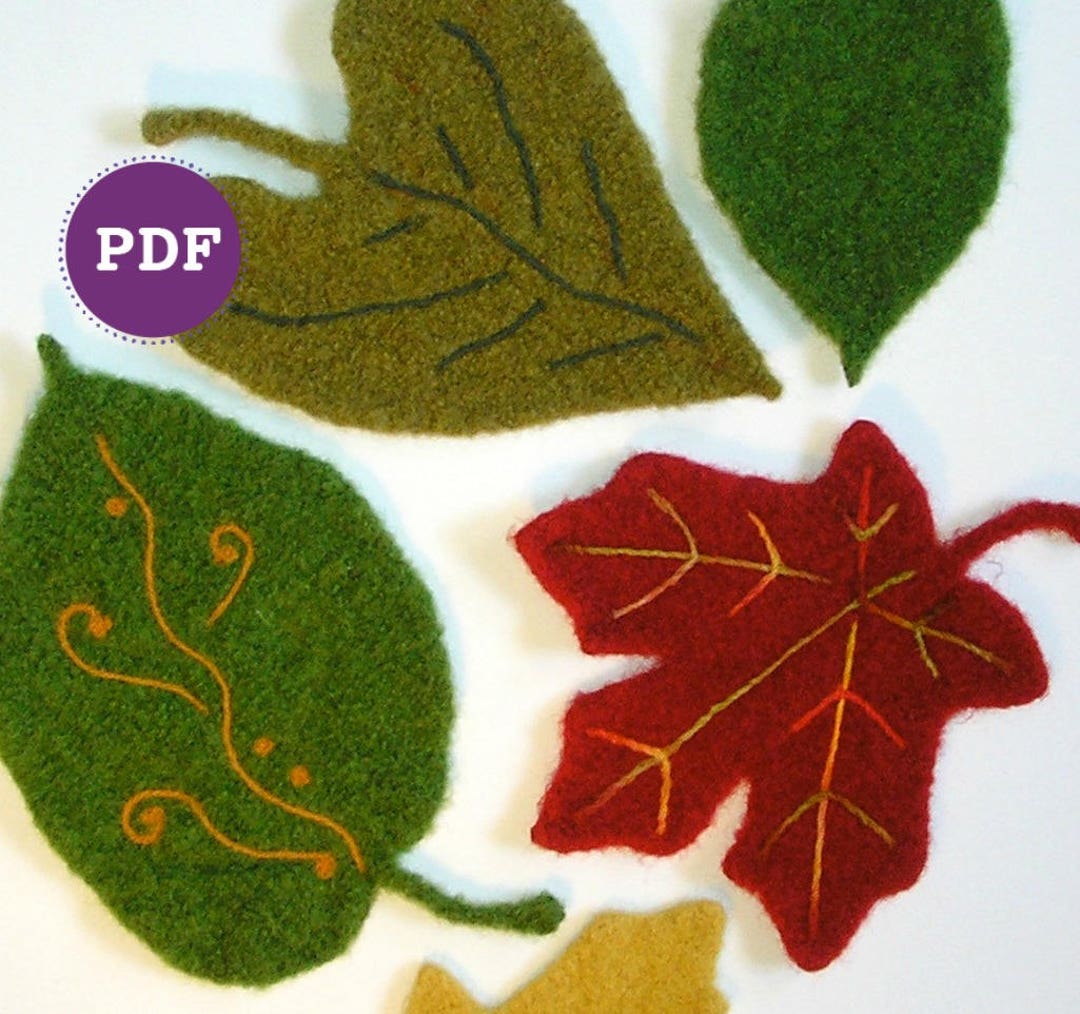 PDF-PATTERN. A Knit & Felt Wool Leaves Downloadable PDF Pattern - Etsy