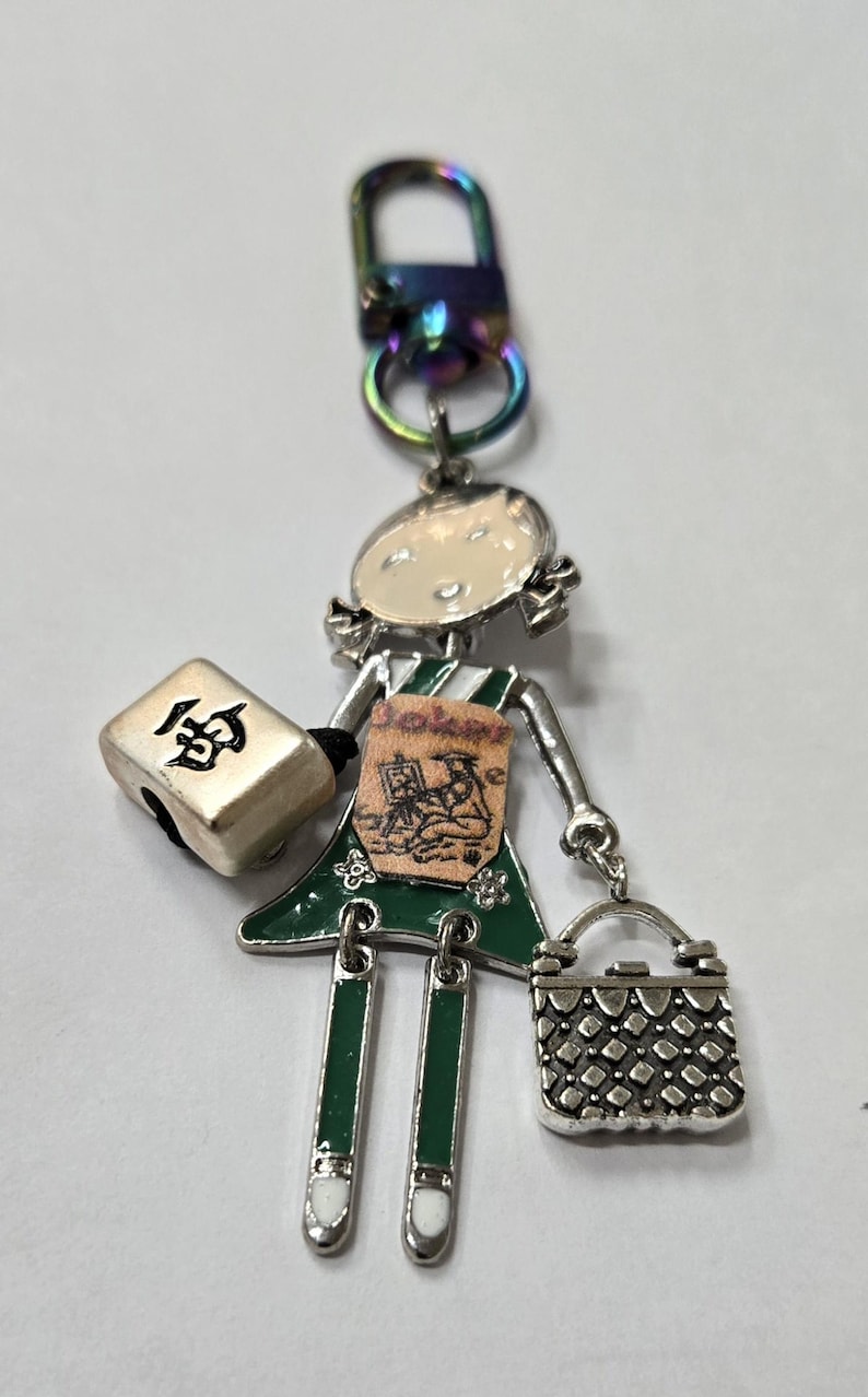 My Exclusive Design~2" Enamel Lady Luck Clip on Pendant + Matching Mah ...