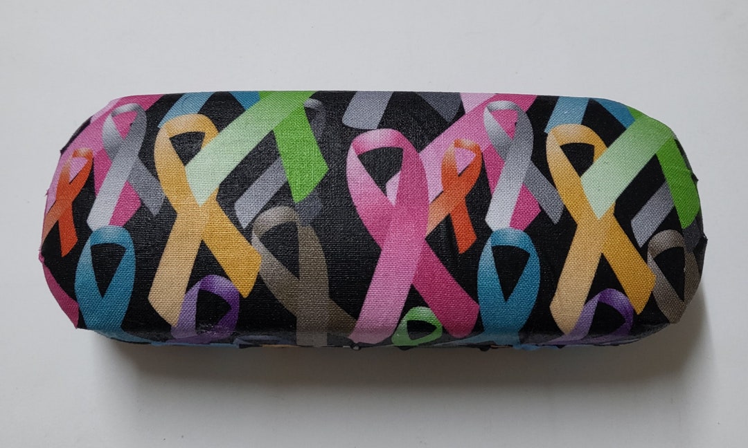Handcrafted~small Eyeglasses Hard Clam Shell Case W/cancer Awareness ...