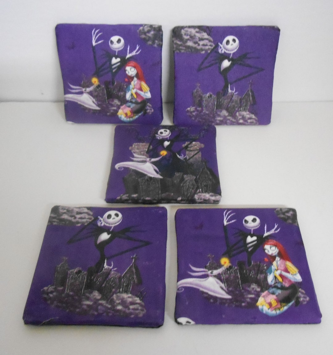 Handcrafted~set of (5) the Nightmare Before Christmas Purple Background ...