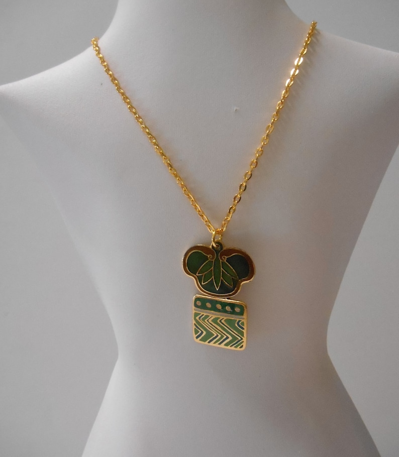 2 Upcycled Laurel Burch Pendants: 2005 Raindance & Plum Blossom Enamel ...