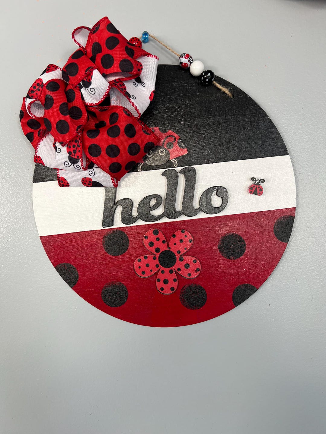 Wood Round 12" Welcome Lady Bug Door Hanger - Etsy