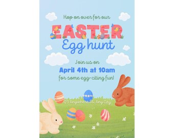 Personalized Easter Egg Hunt Invitation Flyer | Cute Spring Poster for ...