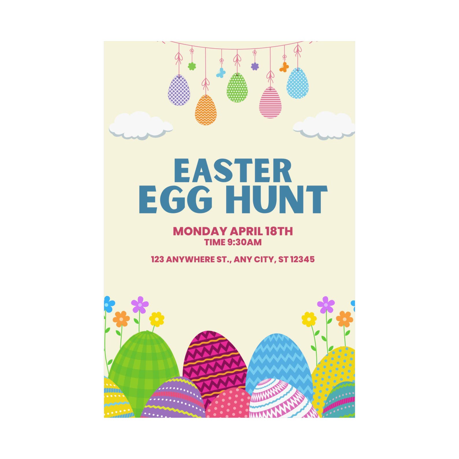 Personalized Easter Egg Hunt Invitation Flyer | Cute Spring Poster for ...