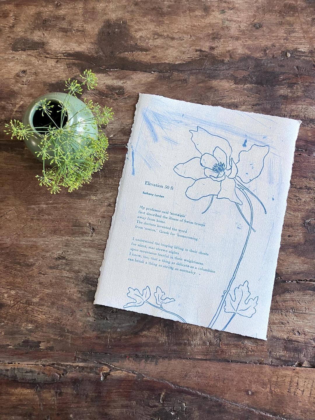 Letterpress Poetry Broadside - Elevation 50 Ft - Etsy