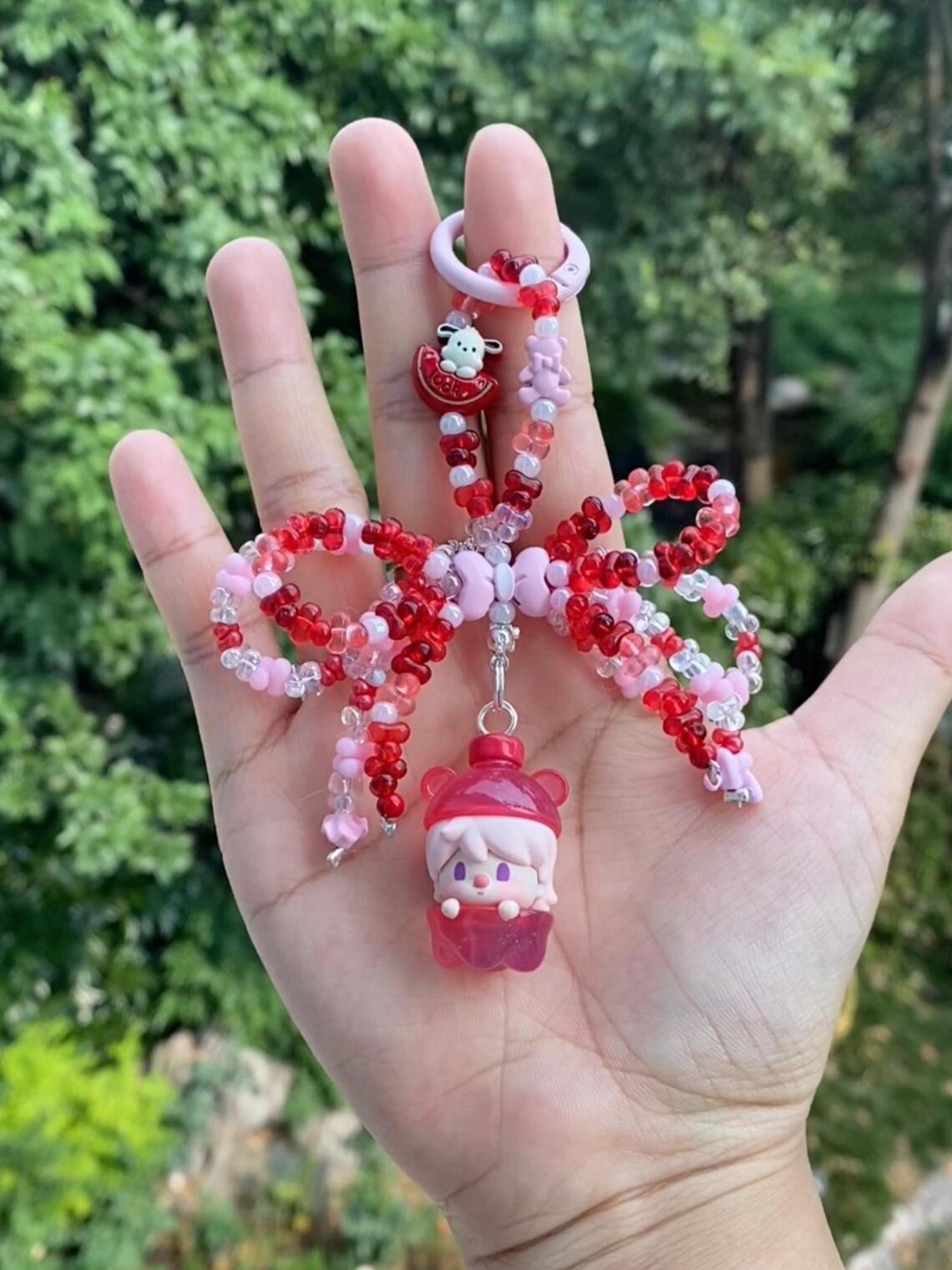 Handmade Beaded Bag Charm – Cute Aesthetic Keychain With Dimoo & Sweet ...