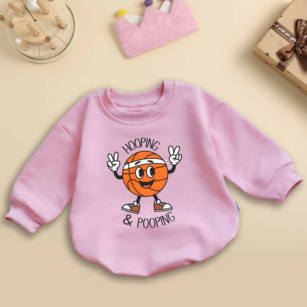 Hooping and Pooping Basketball Baby Romper, Basketball Baby Outfit ...