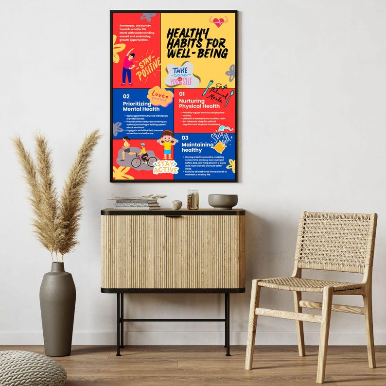 Healthy Habits Animated Poster, PDF Digital Print, Wall Art Printable ...