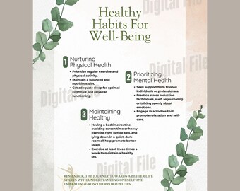 Healthy Habits Animated Poster, PDF Digital Print, Wall Art Printable ...