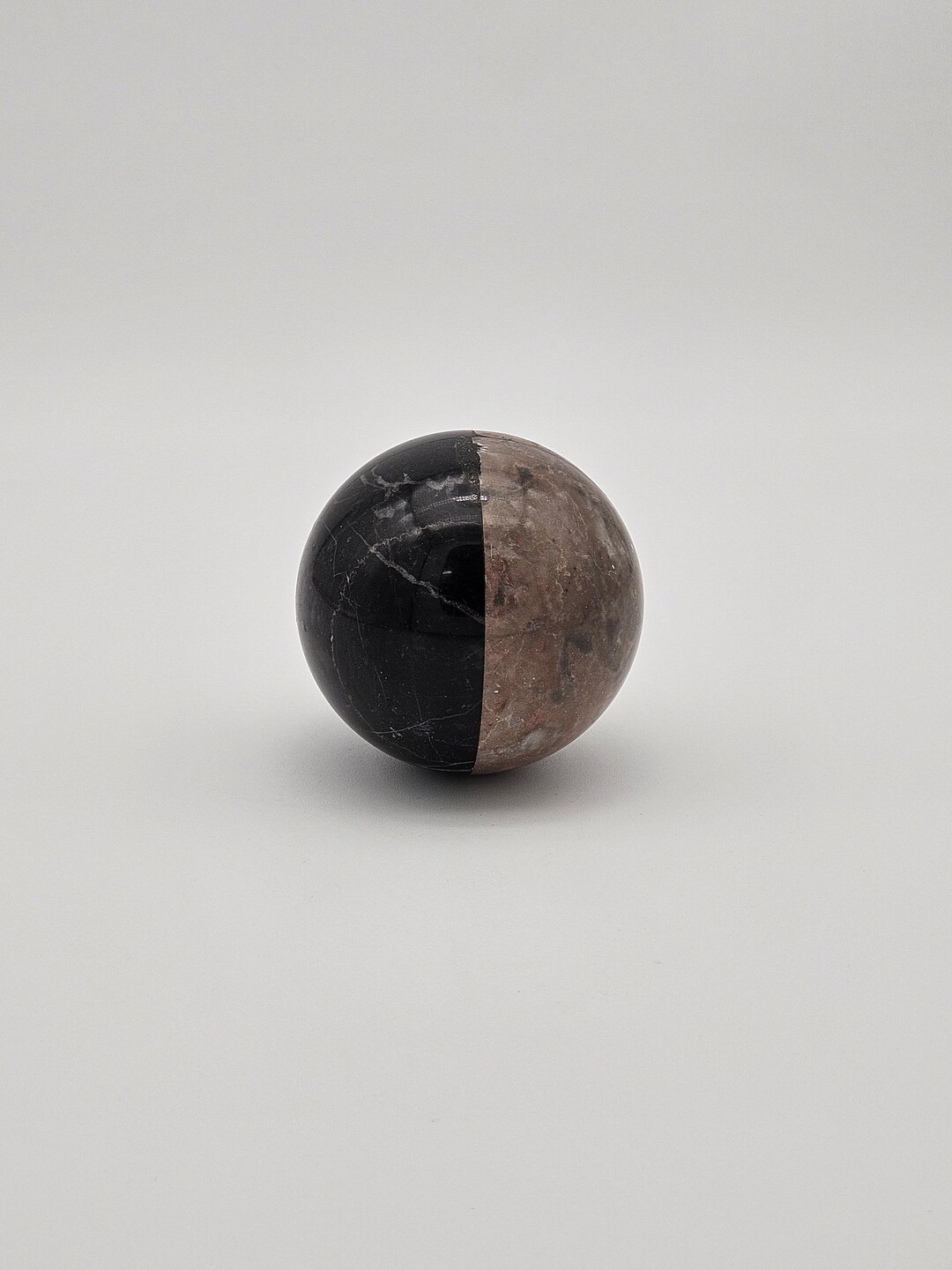 Polished Dual-tone Marble Sphere – Black & Brown Natural Stone Orb - Etsy