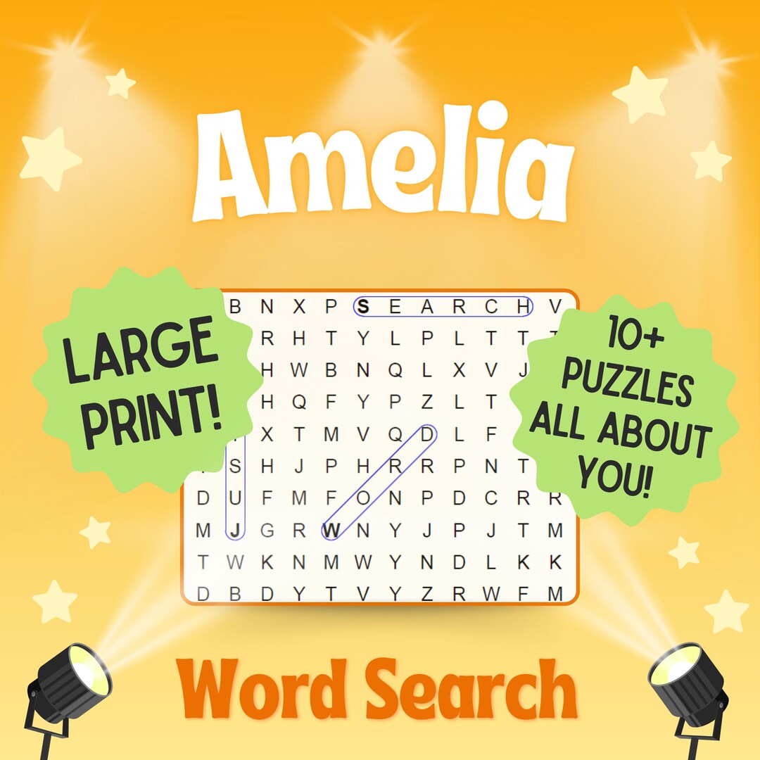 Personalized Name Amelia Word Search Digital Download - Word Find ...