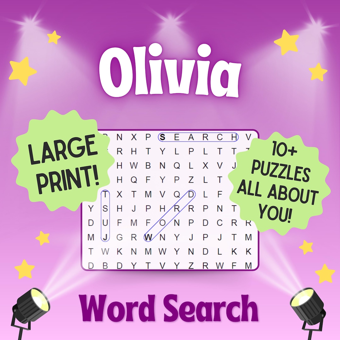 Personalized Name Olivia Word Search Digital Download - Word Find ...