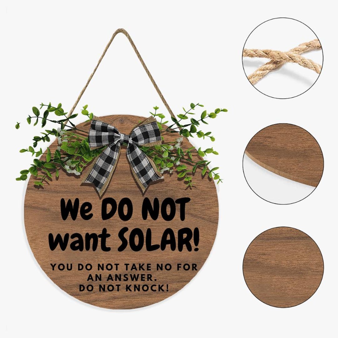 Solar Panel Salesman Repellent, Funny Wooden Hanging Sign, Humorous ...