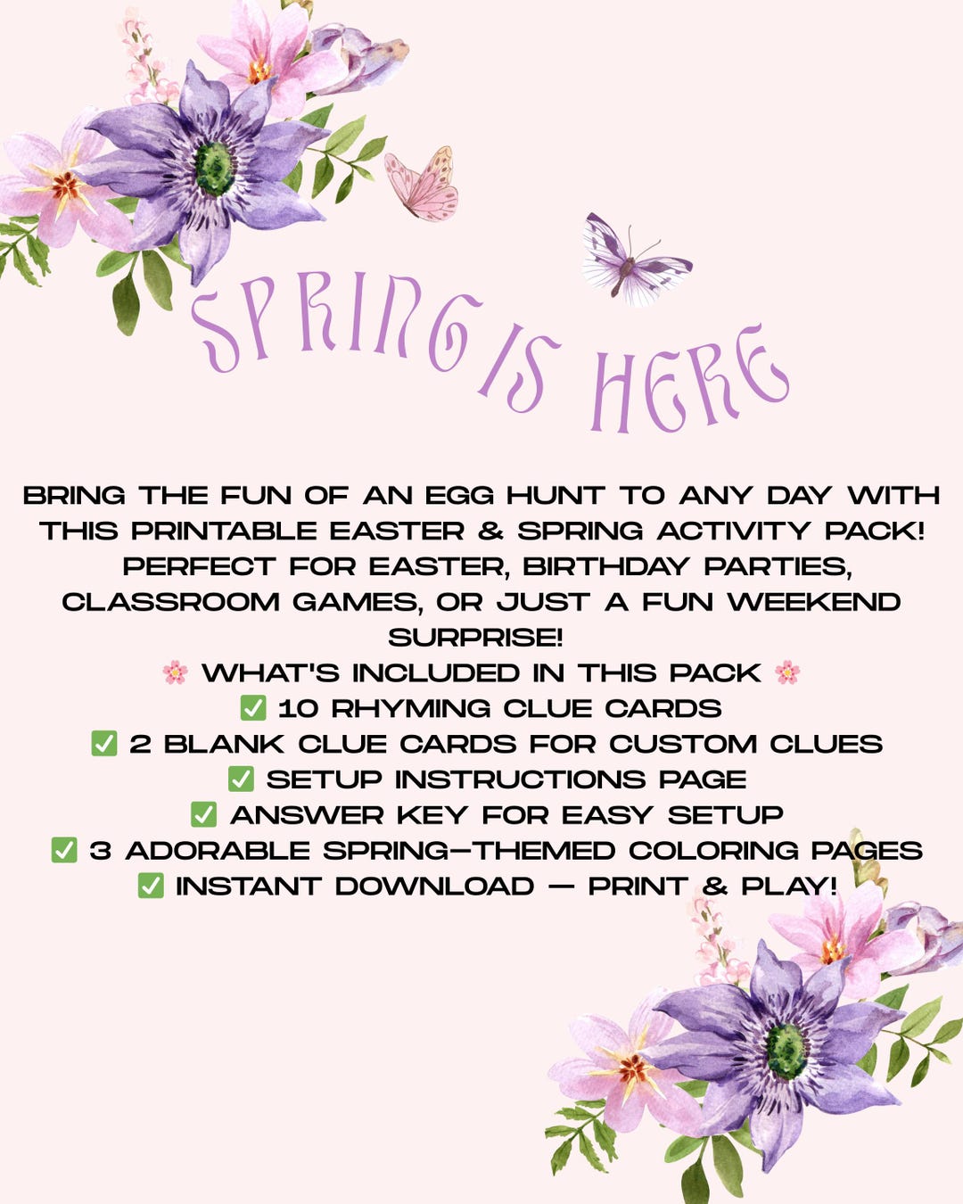 Printable Egg Hunt & Coloring Pages – Easter/spring Scavenger Hunt Game ...