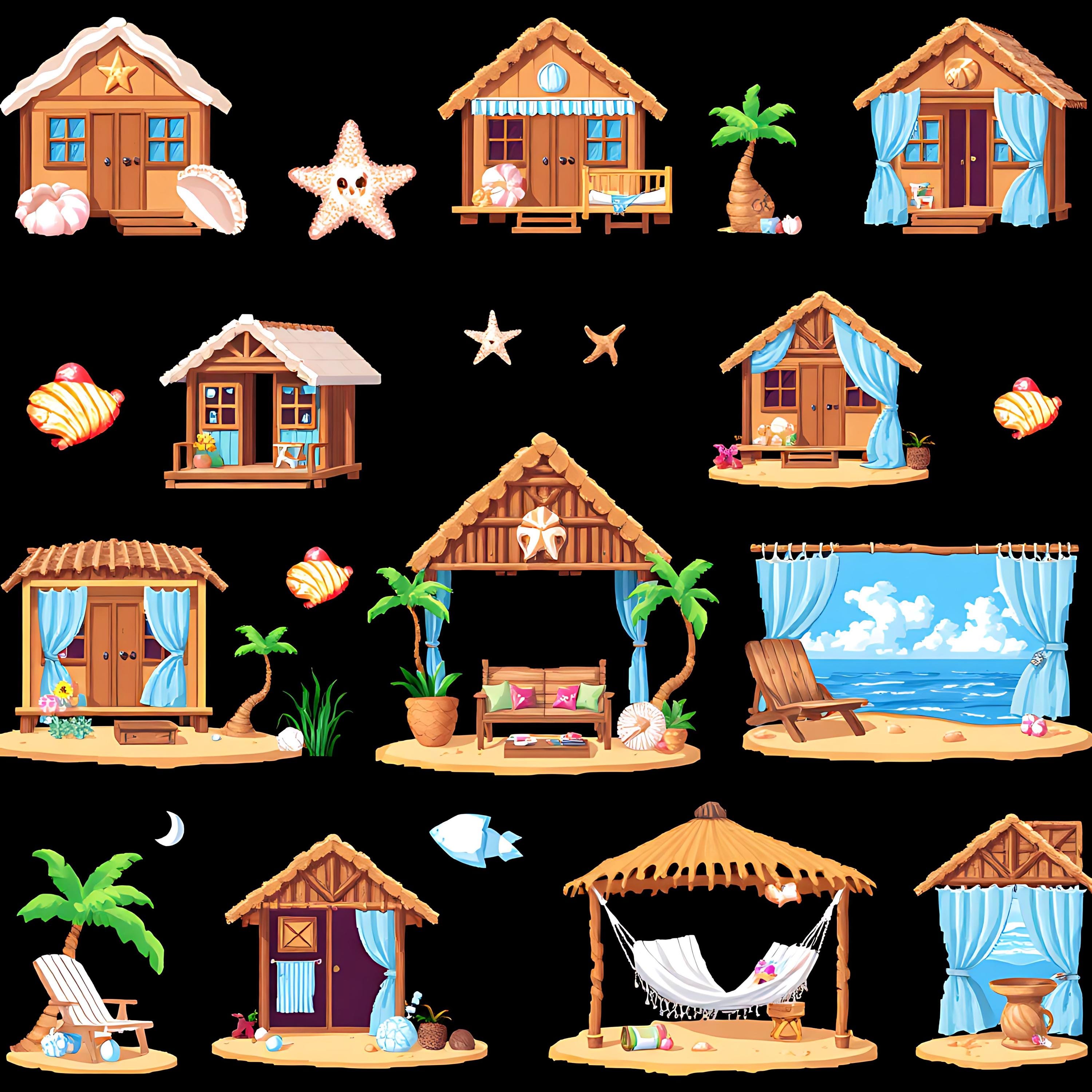 Digital Art Beach House Designs Set - Etsy