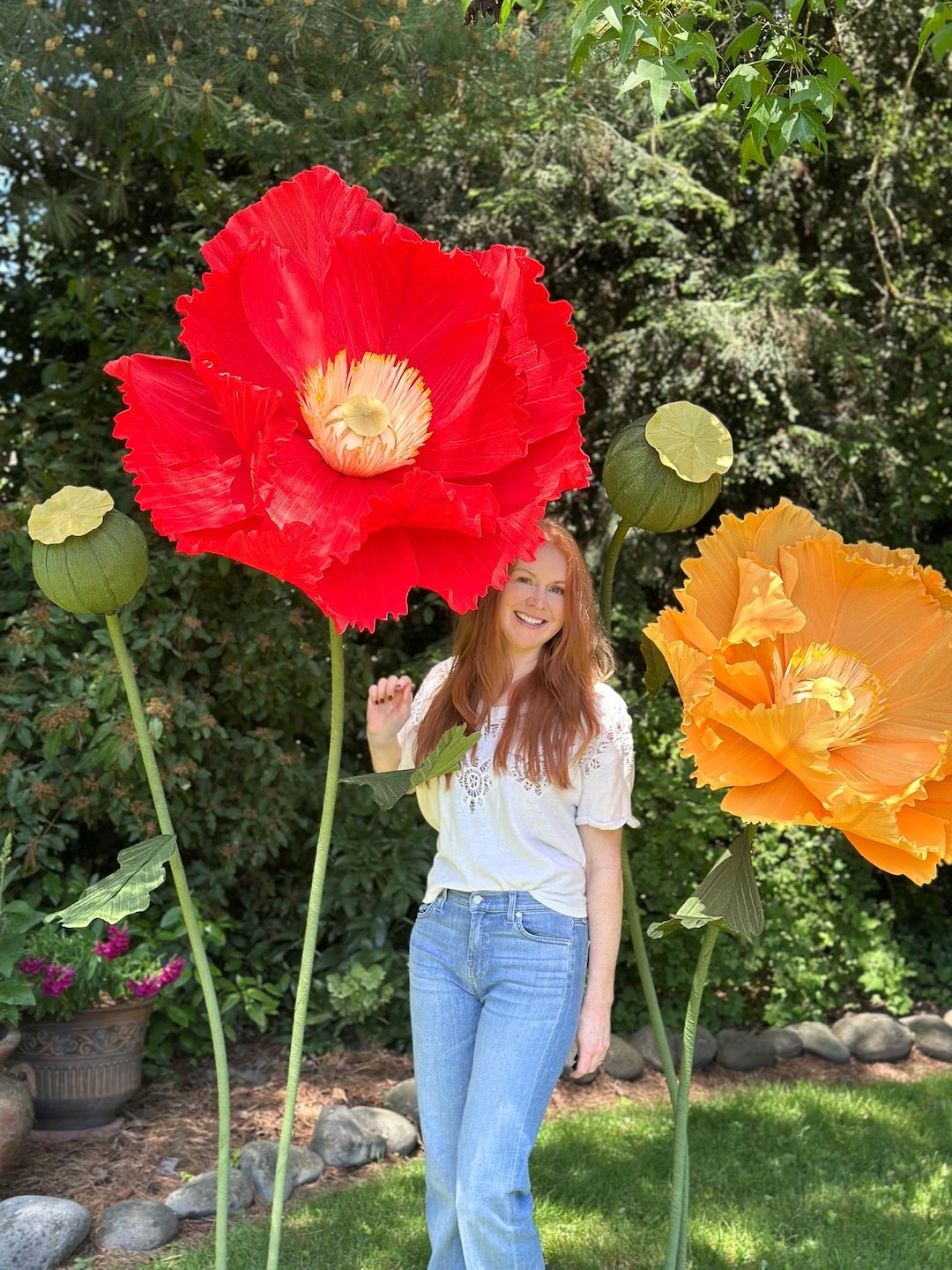 Giant Crepe Paper Poppy With Pod: Freestanding Wedding Decor - Etsy