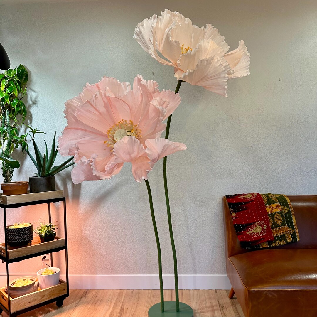 Giant Oversized Crepe Paper Poppy Flowers: Freestanding Whimsical Decor ...