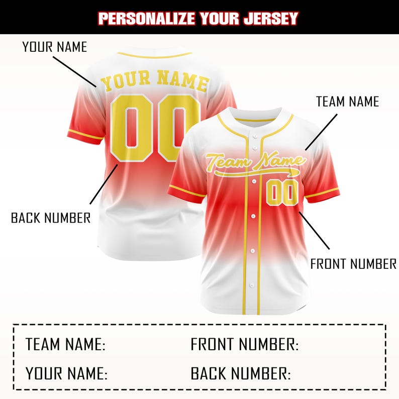 Personalized Baseball Uniform Custom Team Uniform Team Name Number Team ...