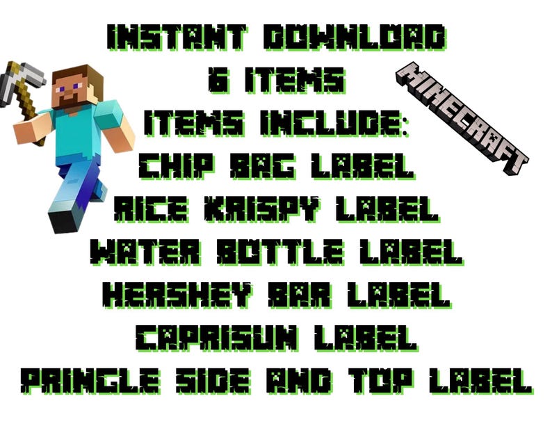 CUSTOM MINECRAFT Party Favors - Etsy