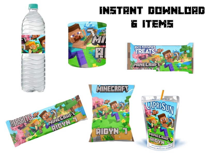 CUSTOM MINECRAFT Party Favors - Etsy