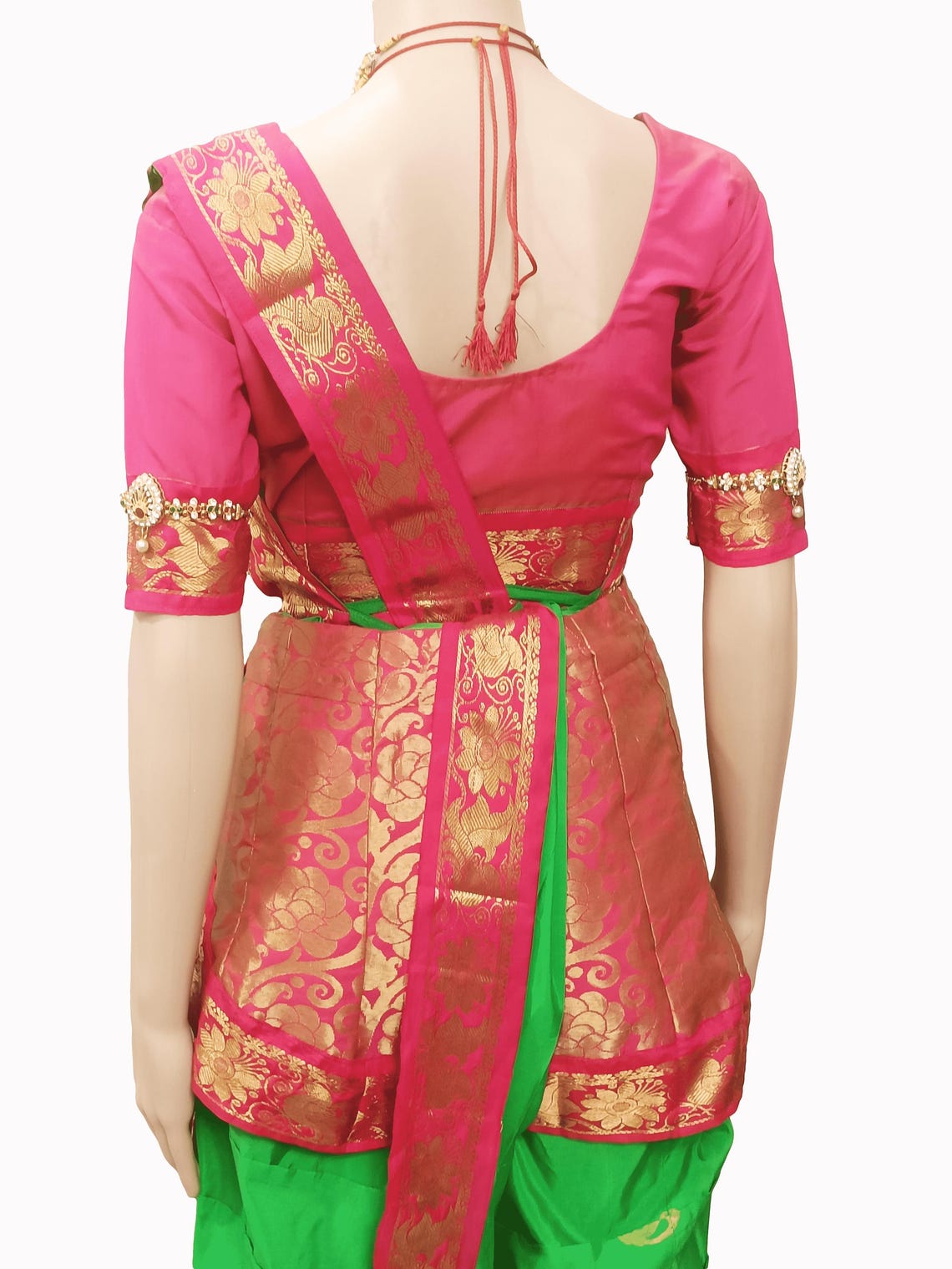 GREEN - PINK Kuchipudi Dress | Art Silk | Nutan Dance Costumes - Etsy