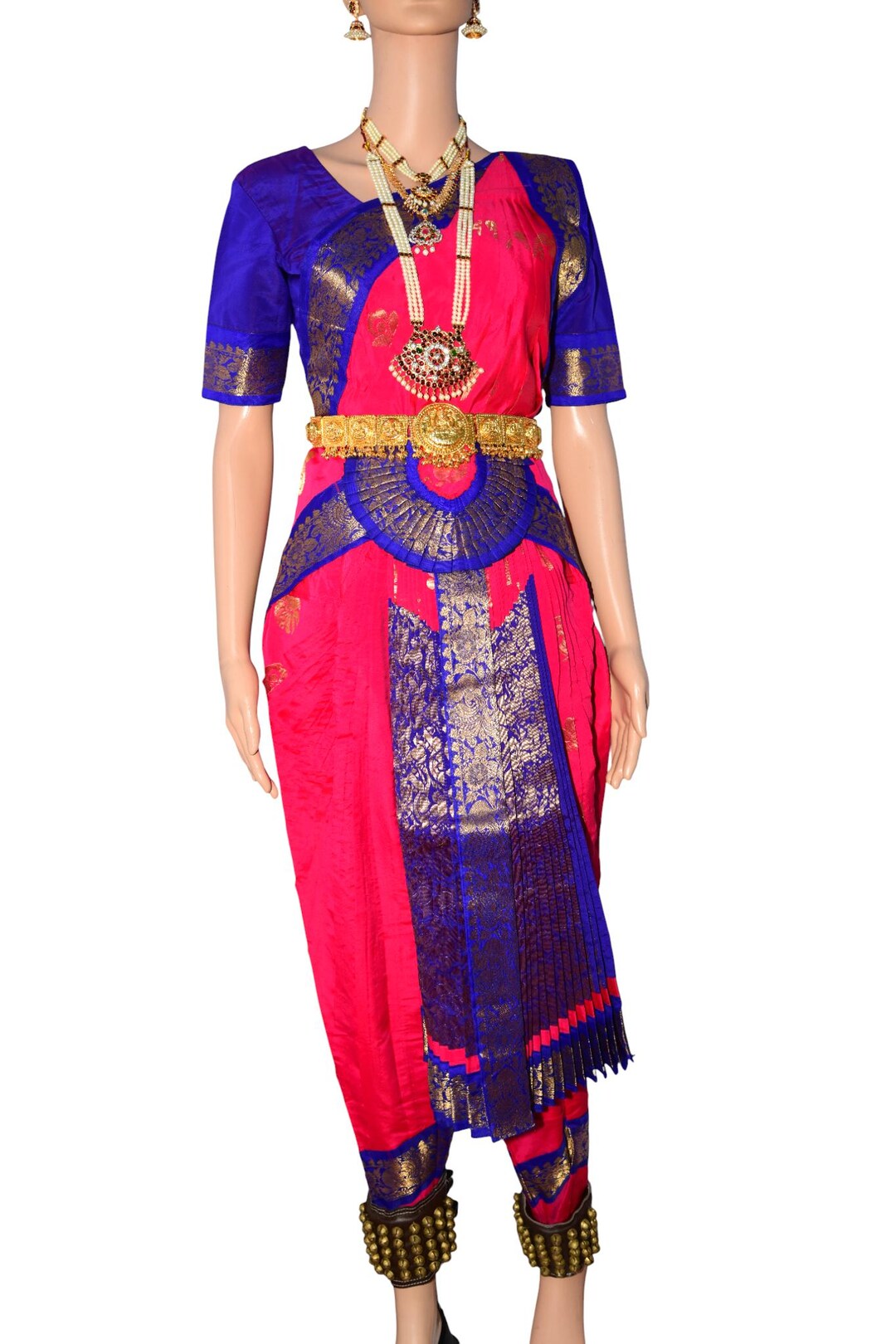 PINK BLUE Bharatanatyam Dress | Art Silk | Nutan Dance Costumes - Etsy