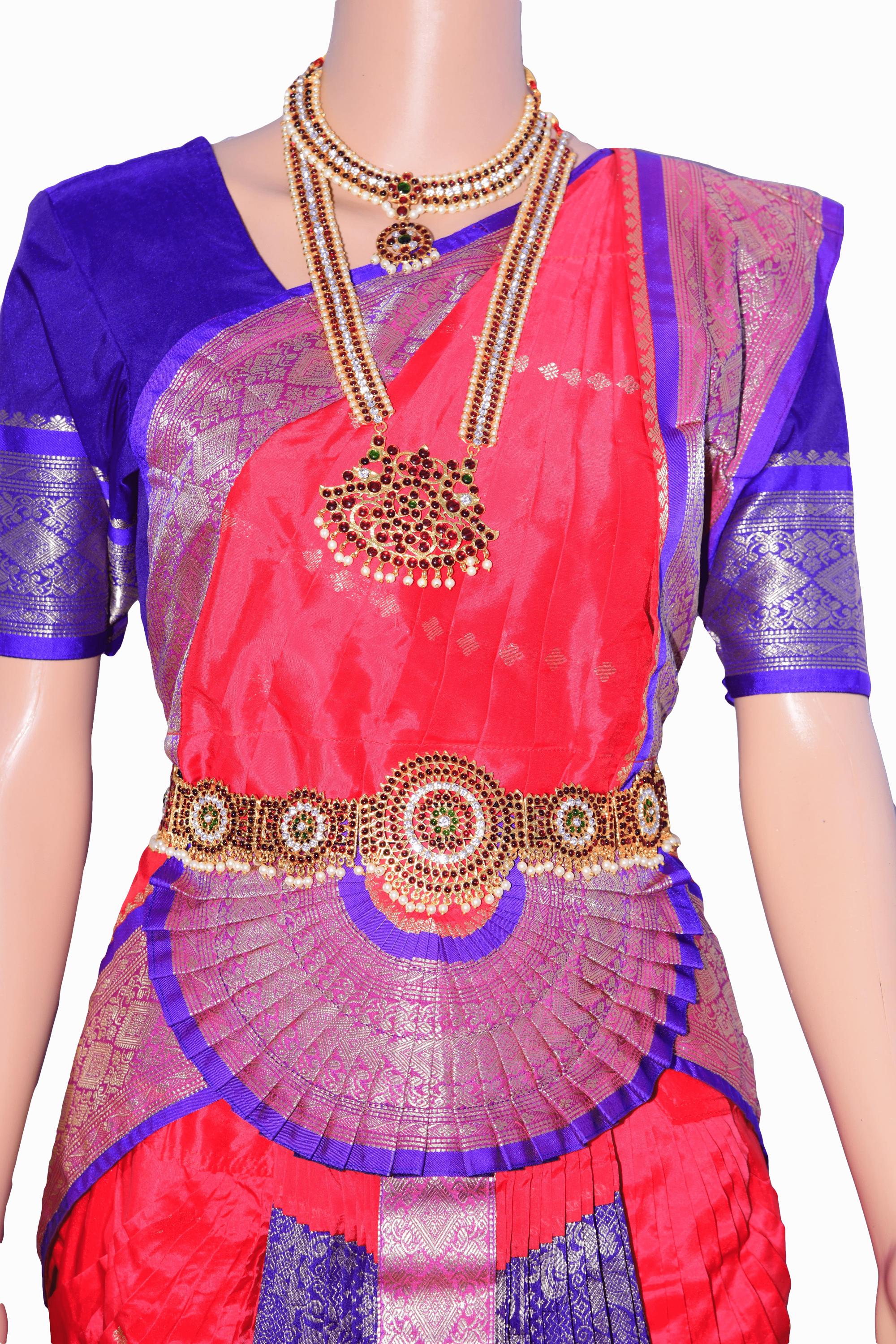 RED - BLUE Bharatanatyam Dress | Premium Art Silk | Nutan Dance ...
