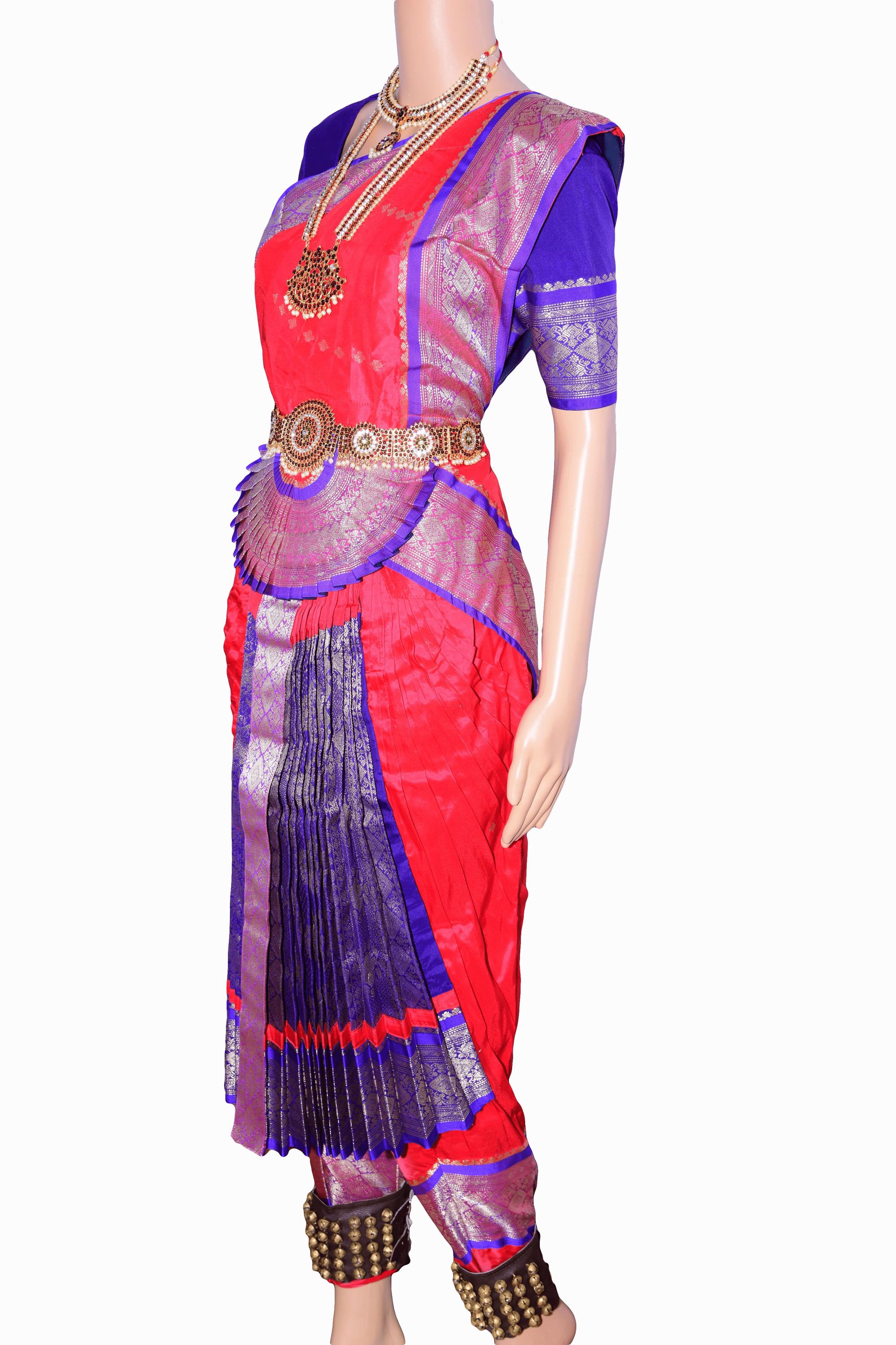 RED - BLUE Bharatanatyam Dress | Premium Art Silk | Nutan Dance ...
