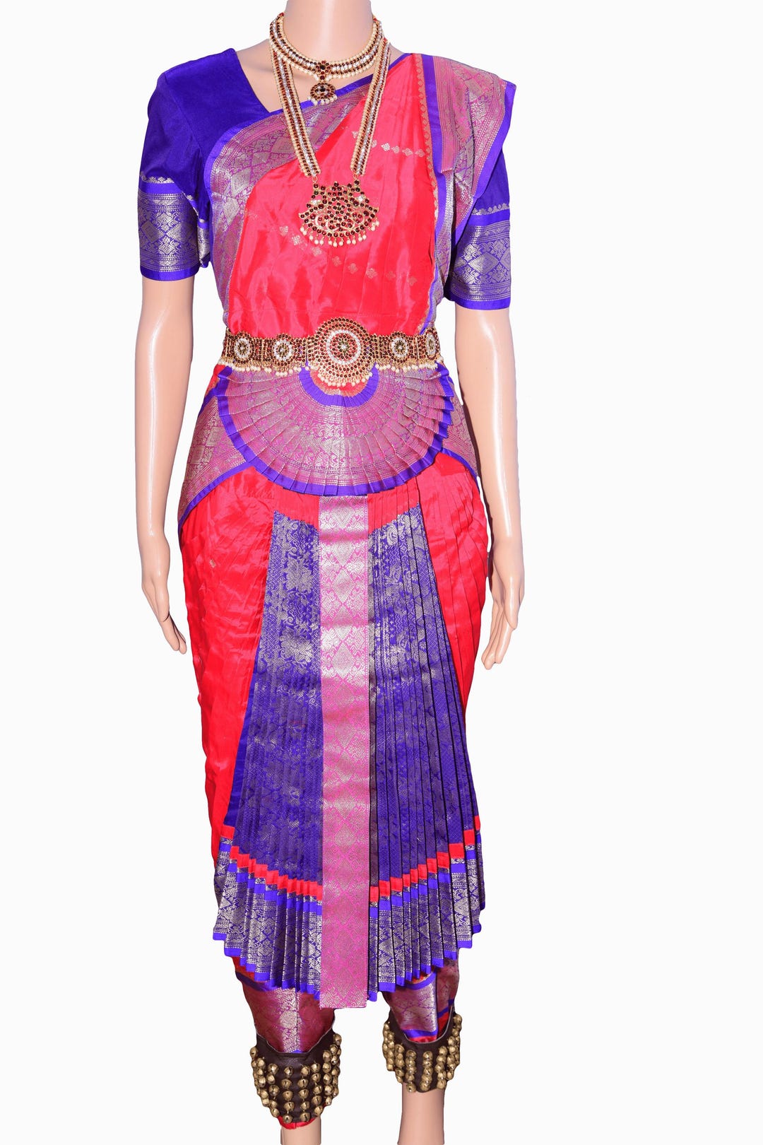 RED - BLUE Bharatanatyam Dress | Premium Art Silk | Nutan Dance ...