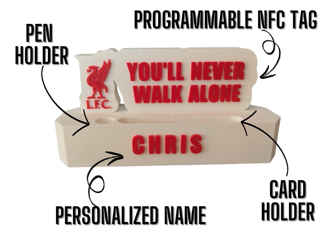 Custom NFC Liverpool FC Name Plate: 3D Printed Personalized Desk Plaque ...