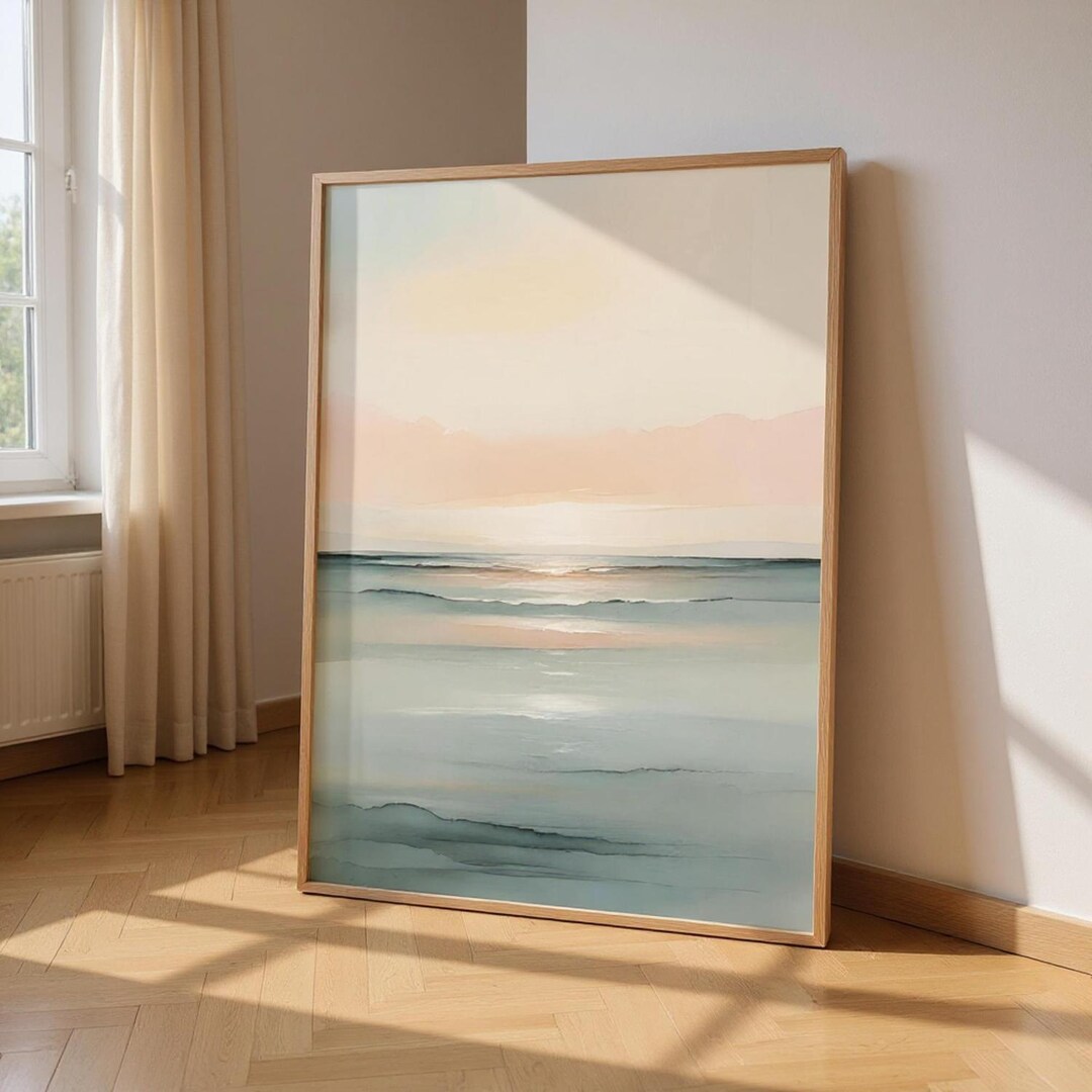 Pastel Seascape Print: Minimalist Abstract Ocean Horizon Art Digital ...