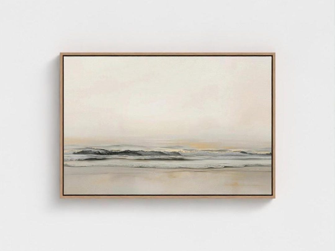 Minimalist Beach Waves Neutral Ocean Art Coastal Wall Decor Framed ...