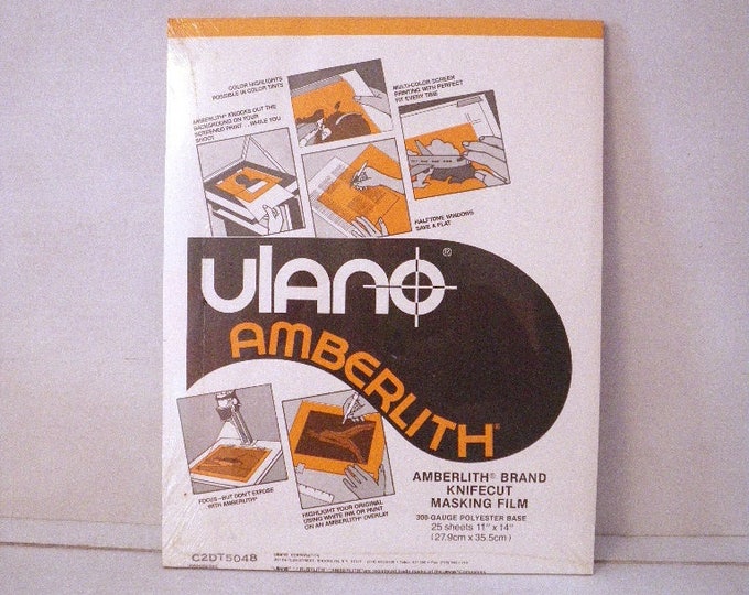 Ulano AMBERLITH Masking Film 300 Gauge Sealed Package 25 Sheets 11 X 14 ...