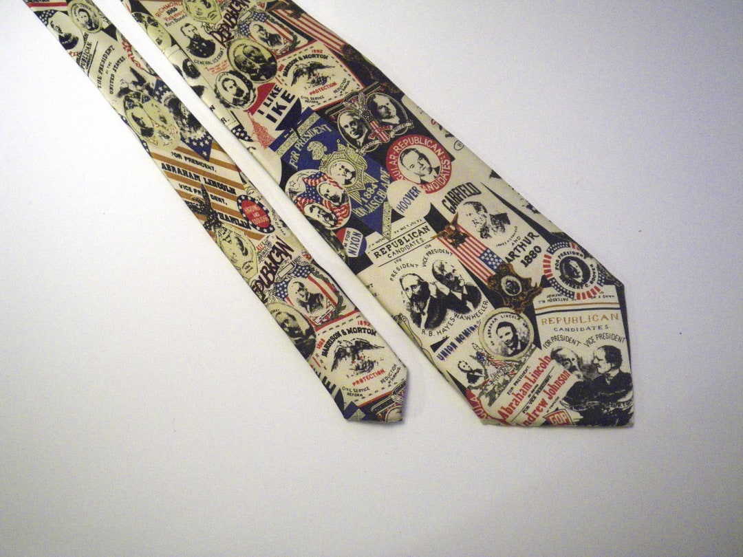 Old School Republican Party Silk Tie, Necktie, 60", Presidential ...