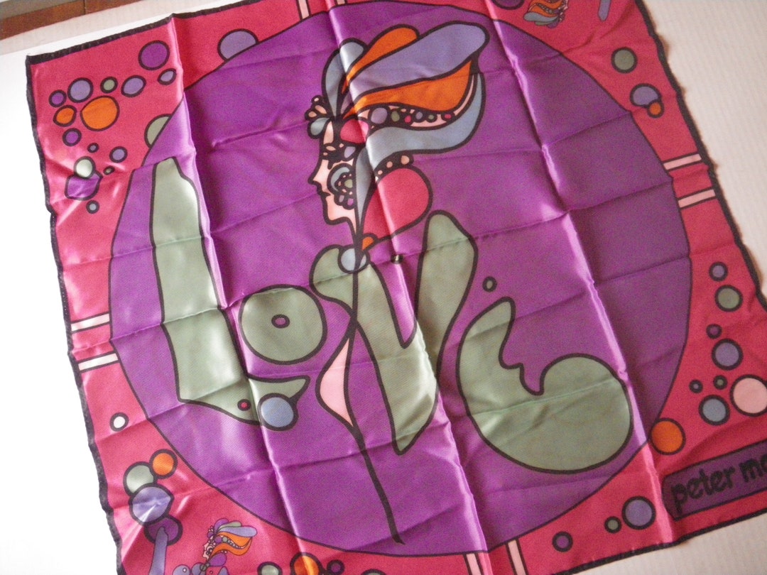 Peter Max Silk "love" Scarf, Psychedelic Pop Art, Woman, as Is - Etsy