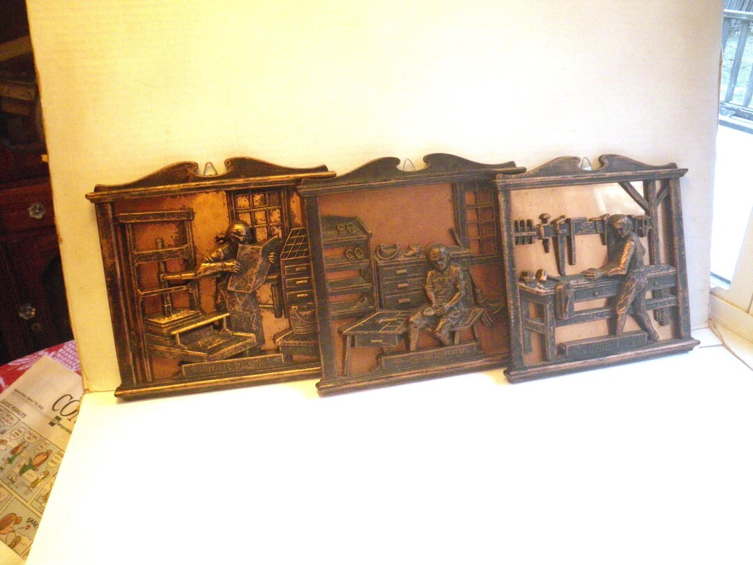 Coppercraft Guild Wall Plaque Set, Colonial Trades in Relief, Carpenter ...