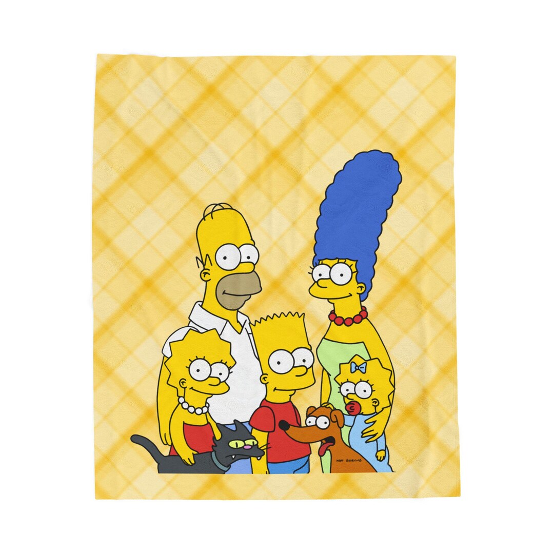 Cozy Simpsons Family Plush Blanket, Perfect for Movie Nights, Gifts for ...