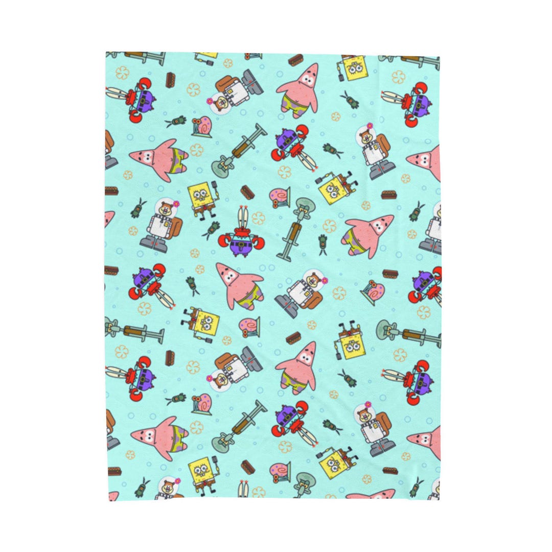 Spongebob Themed Plush Blanket - Cozy Gift for Kids, Cartoon Lovers ...