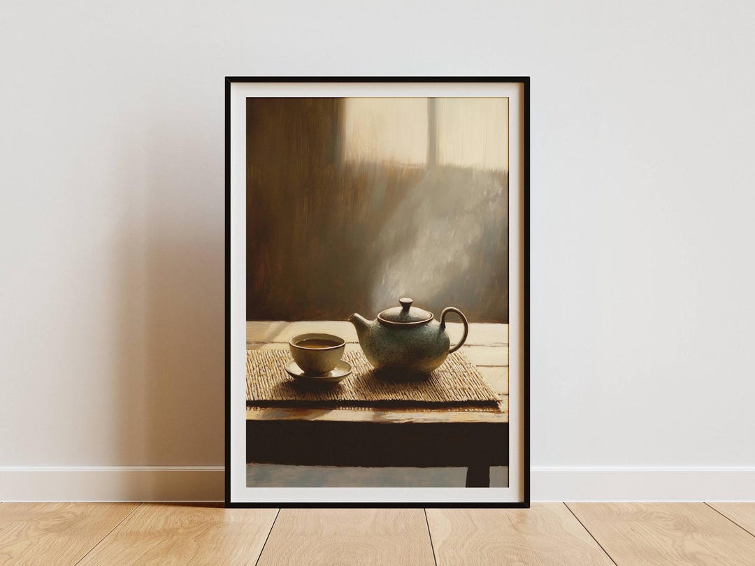 Zen Tea Wall Art Printable Poster Japanese Teapot Oil Style Painting ...